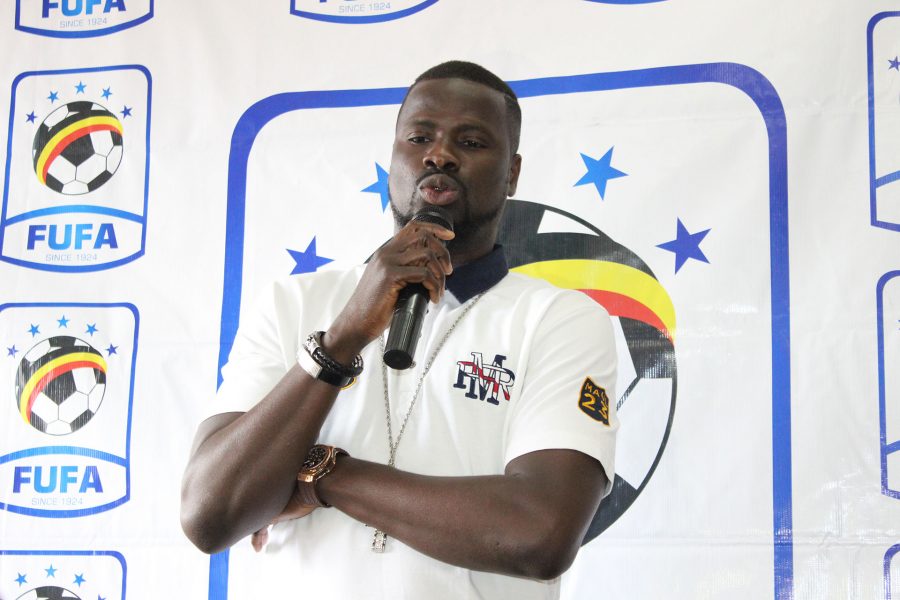 Emmanuel Eboue while addressing the media at FUFA House, Mengo - FUFA ...