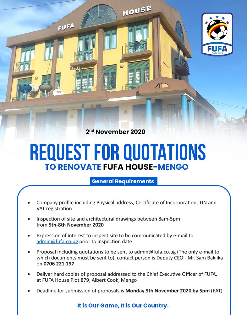 Infrastructure: Submission of Quotations to Renovate FUFA House - FUFA ...
