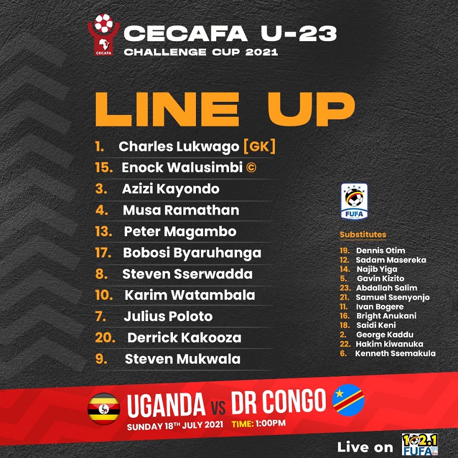 Uganda XI Vs DR Congo | CECAFA U-23 Challenge Cup - FUFA: Federation of ...