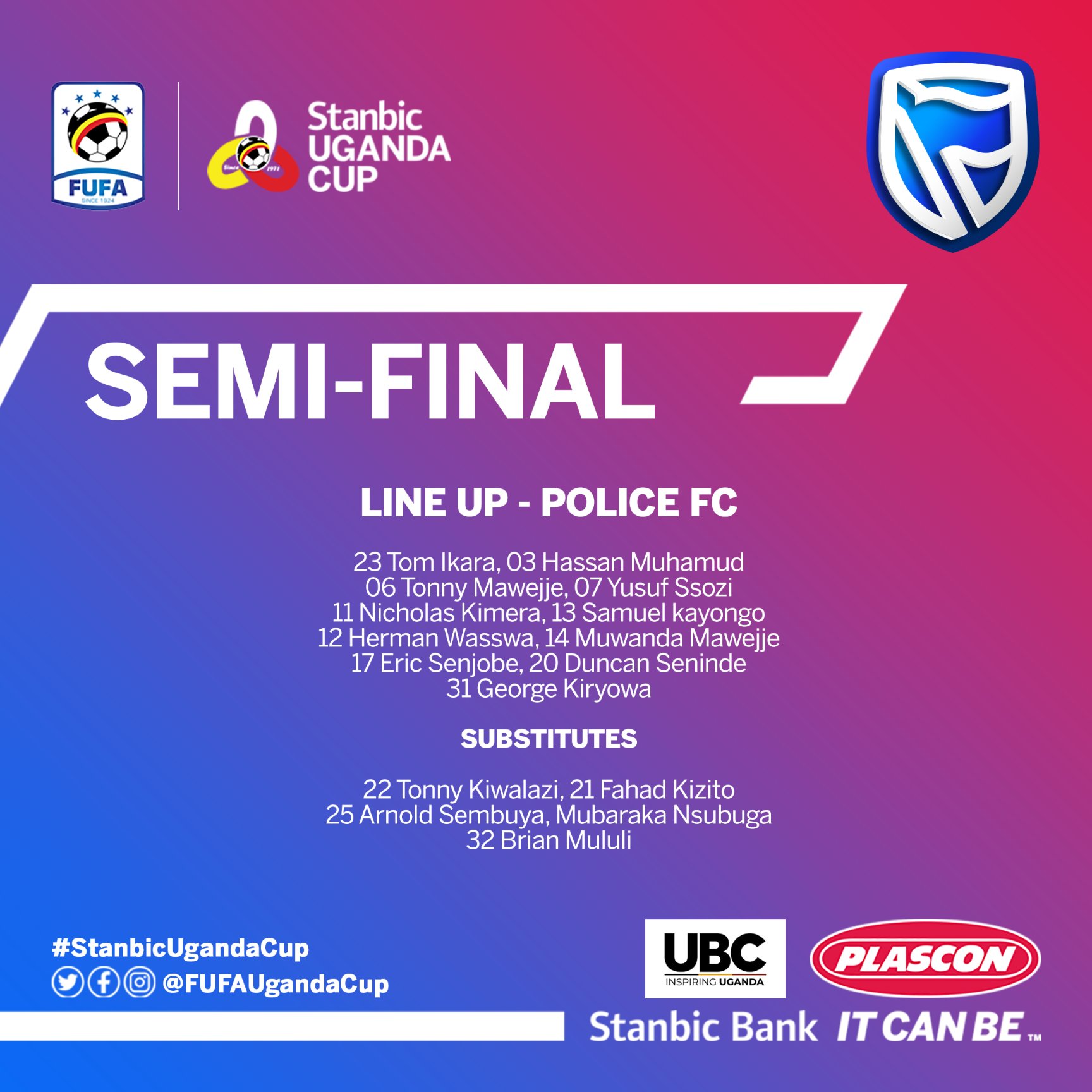 Police FC line up - FUFA: Federation of Uganda Football Associations