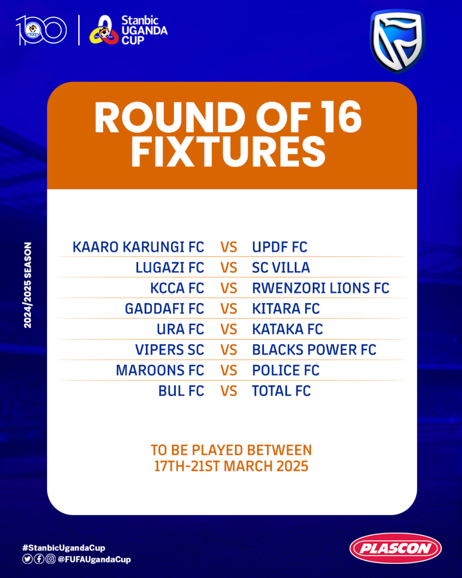 Stanbic Uganda Cup: Round of 16 Draw Held | 51st Edition - FUFA ...