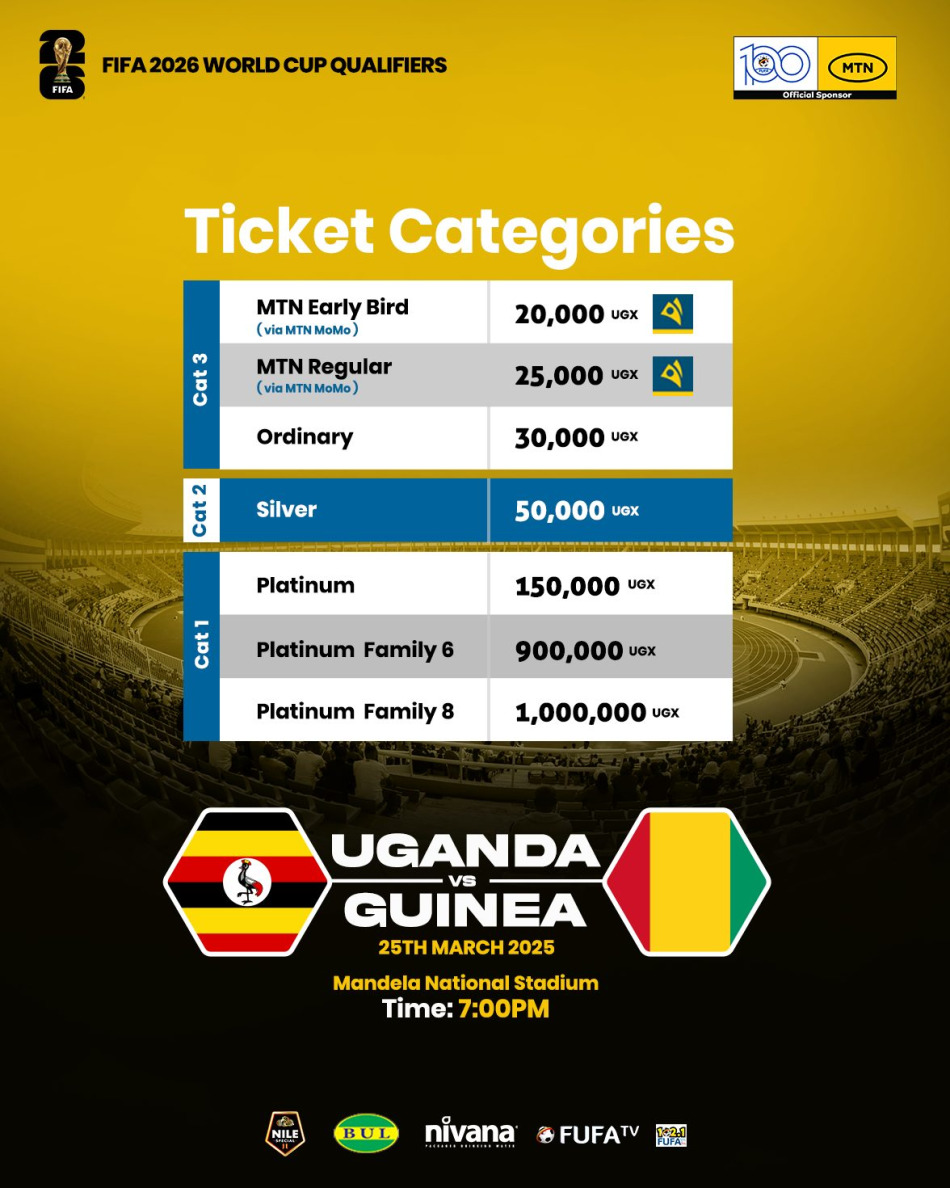 Uganda vs Guinea: Ticketing Information and Selling Centres - FUFA ...