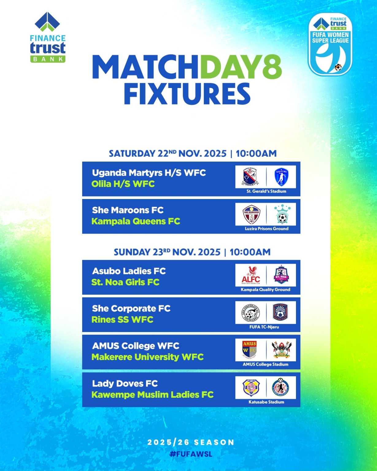 Finance Trust Bank FUFA Women Super League: Matchday 8 Preview - FUFA ...